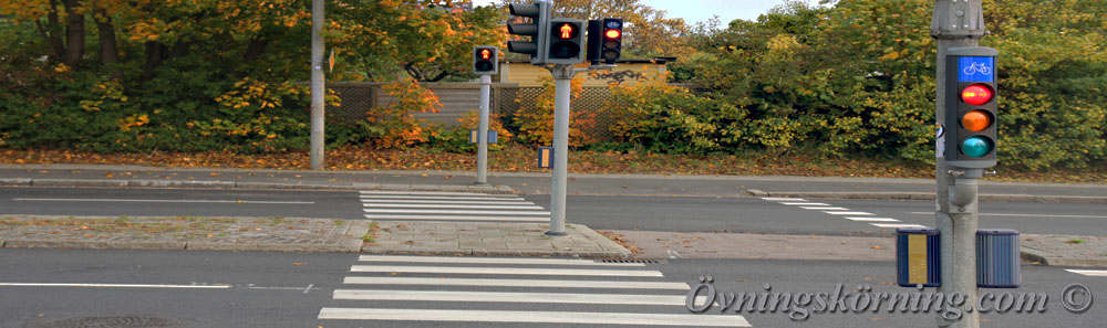 Körkortsteori. Övergångsställe och cykelöverfarter. Detta gäller!